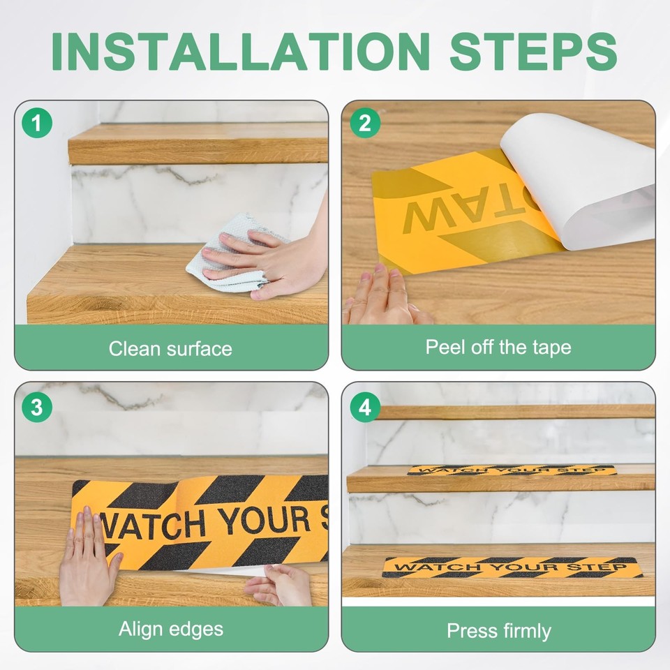 12 Pcs WATCH YOUR STEP Floor Decals Stickers 6 x 24 Inch Watch Your ...