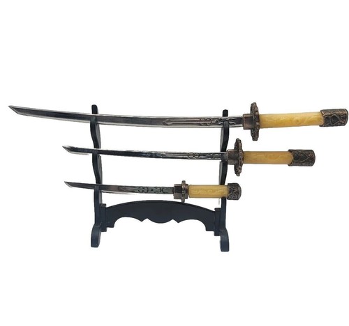 Miniature Metal Samurai Swords by Denix set of 3 w/ Display Letter ...