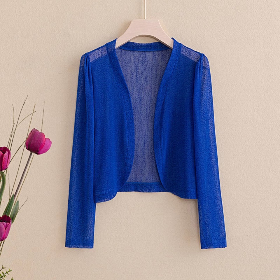 Lady Sheer Cropped Top Mesh Shrug Bolero Coat Jacket Cardigan Cape ...