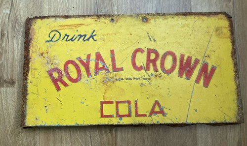 Original Vintage Royal Crown Cola Sign Metal Embossed Soda Cooler ...