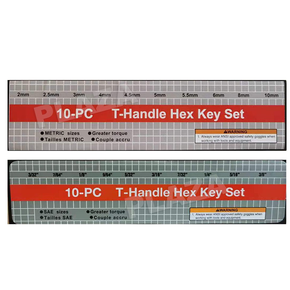 20pcs T Handle Hex Key Set Metric or SAE T Bar Wrench Allen Allan Keys ...