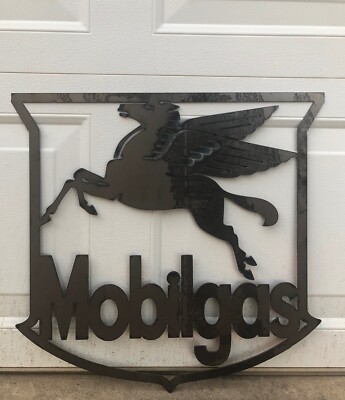 GARAGE METAL SIGN MOBILGAS SHIELD VINTAGE OIL GAS PUMP MOBIL ...