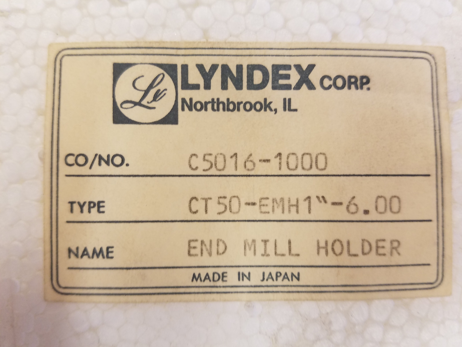 Lyndex+C5016-1000+CAT+50+Endmill+Tool+Holder+CNC+6%22+Projection+10 ...
