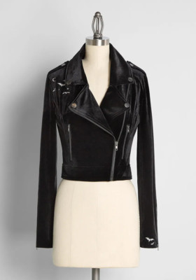 ModCloth x Collectif My Nocturnal Soul Velvet Moto Jacket US Size 22 ...