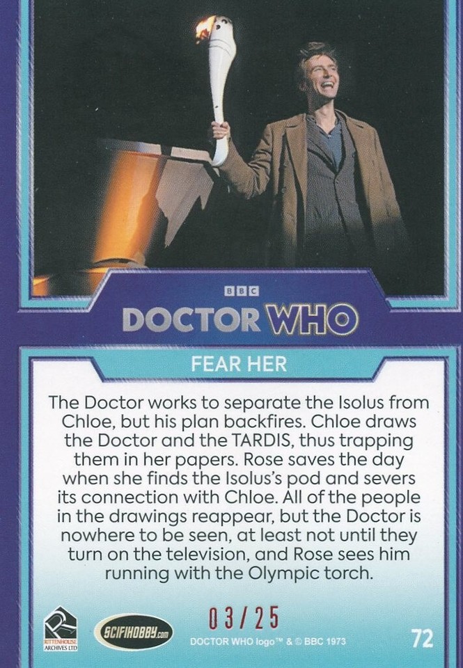 Rare New 2023 Doctor Who Red TARDIS Parallel Base chase card number 72 ...