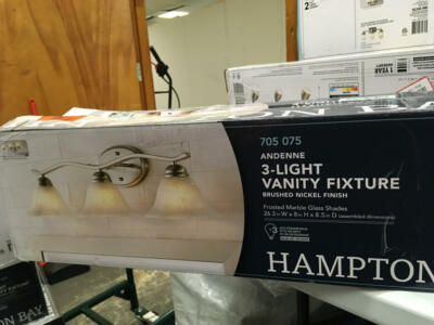 Hampton Bay Andenne 3-Light Brushed Nickel Bath Vanity Light Distressed ...