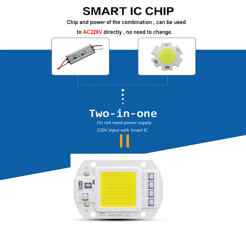 220V COB led lamps chip 50W No Need Driver Smart IC LED Bulb Lamp For ...