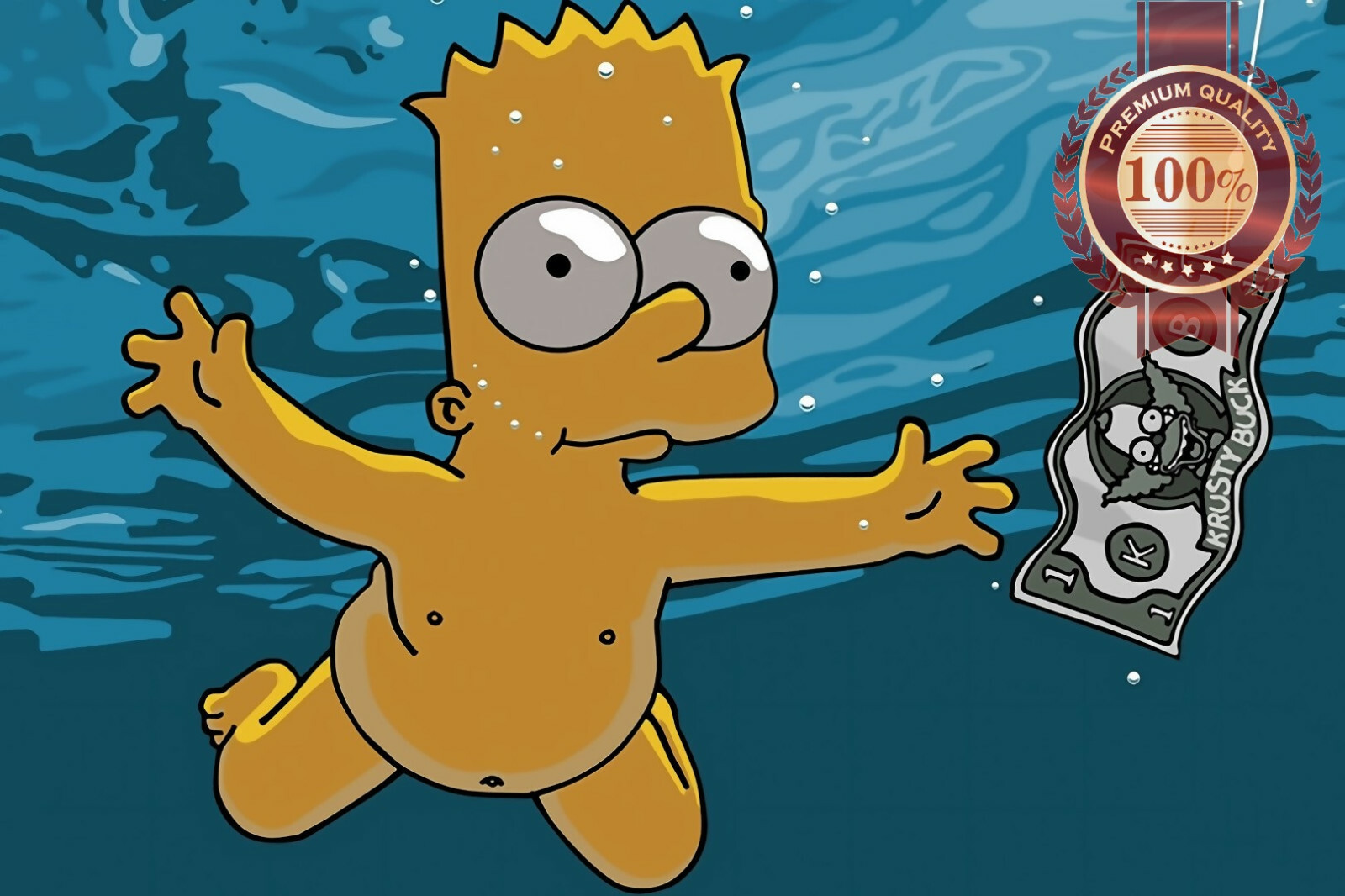 NEVERMIND SIMPSONS BABY BART SWIMING NIRVANA WALL ART PRINT PREMIUM ...