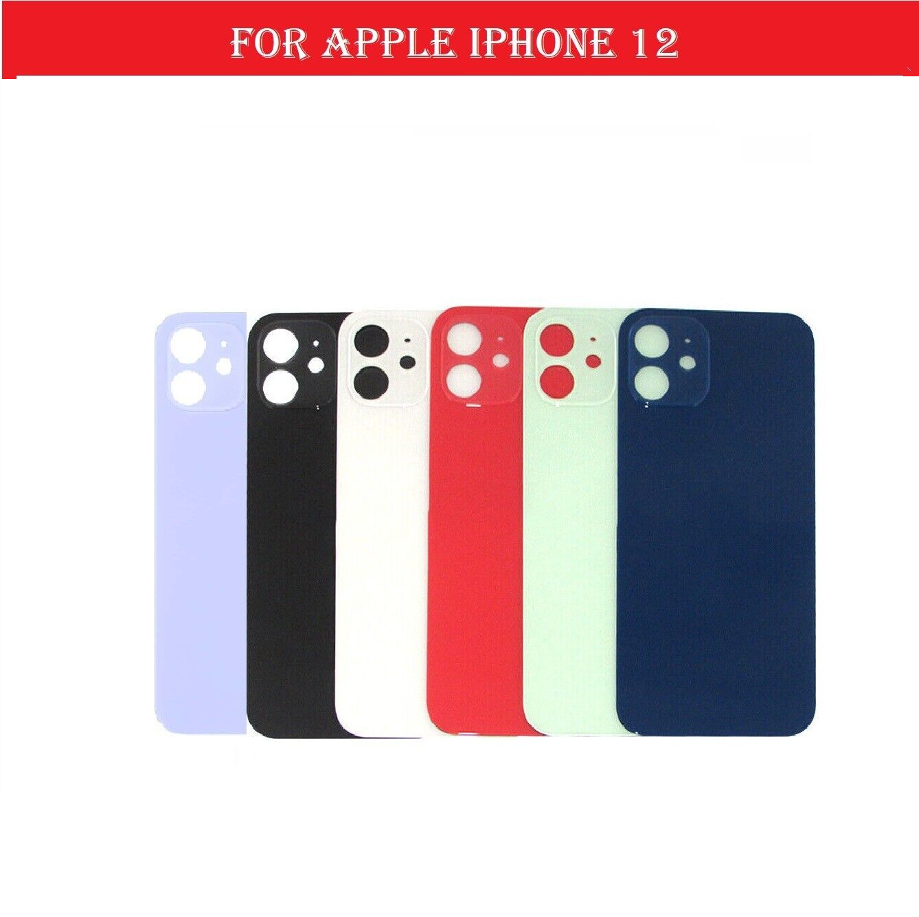 New For iPhone 12 Rear Replacement Back Glass Panel Cover Big Camera ...