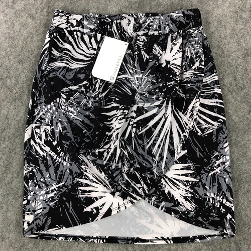 NEW Fabletics Womens Coverup Skirt Small 4/6 Black White Tropical Wrap ...