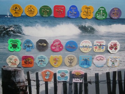 27 YEARS BRIGANTINE NEW JERSEY SEASONAL BEACH BADGES/TAGS | eBay