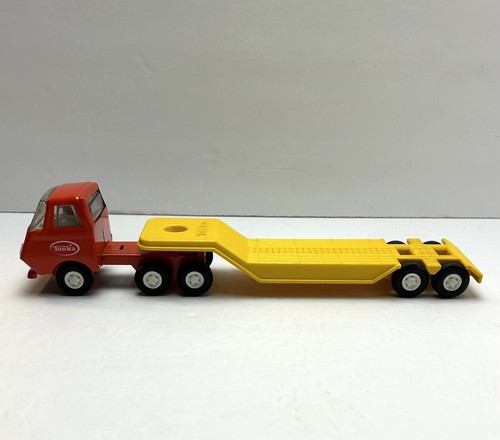 Vintage Tonka Mini Semi Truck & Lowboy Flatbed Trailer yellow red ...