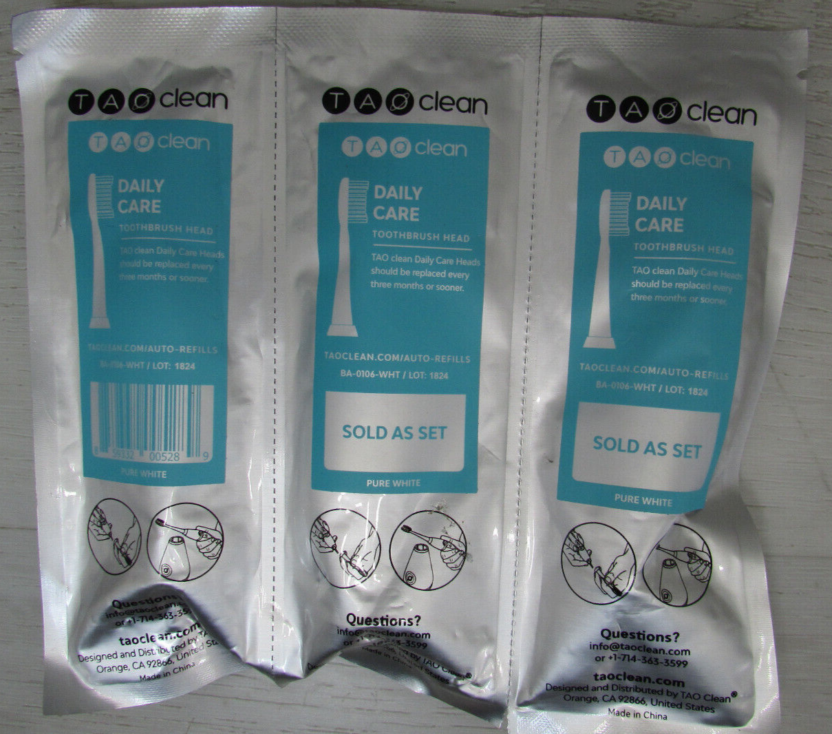 TAO Clean Sonic Electric Toothbrush Replacement Head 3 Pack Daily Care ...