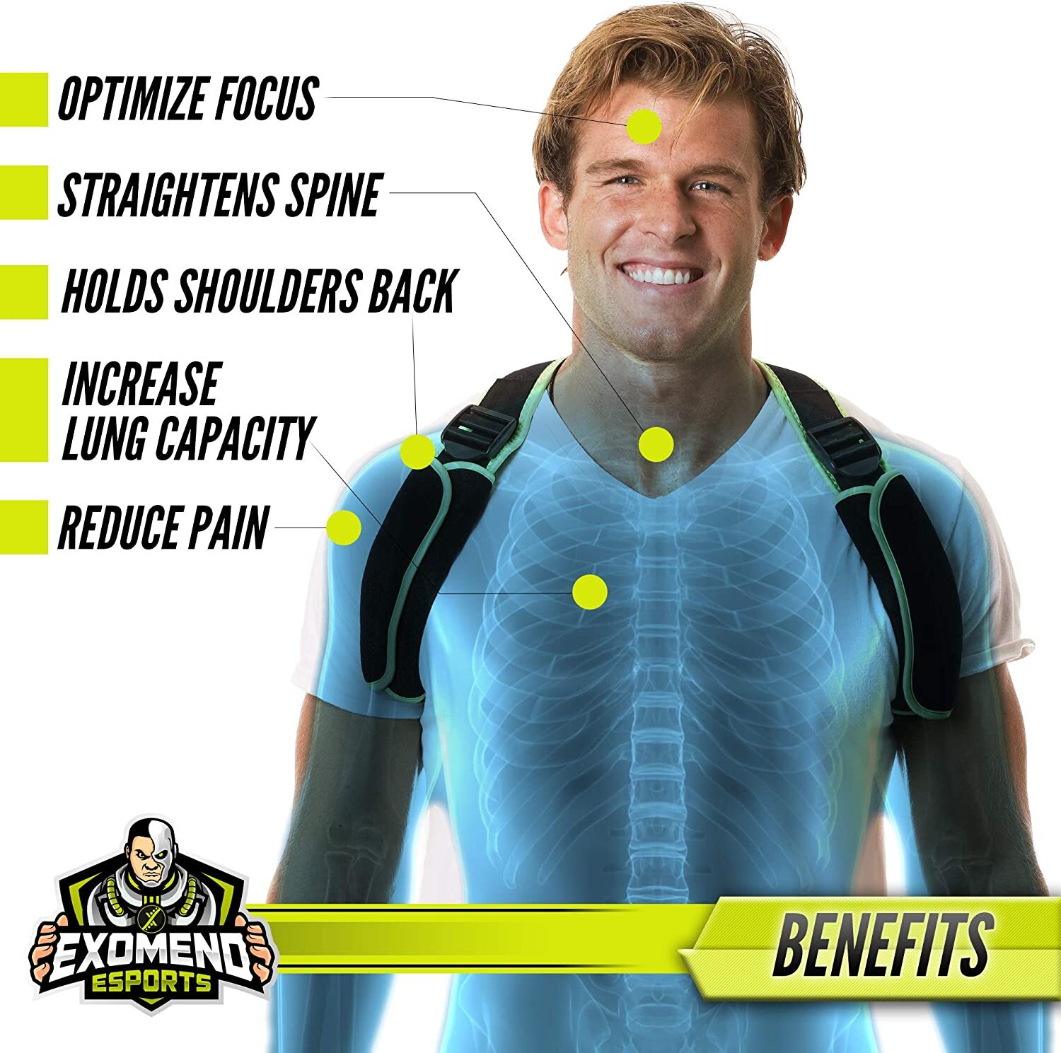 Gaming Posture Corrector Brace Back, Neck, Clavicle Shoulder Pain ...