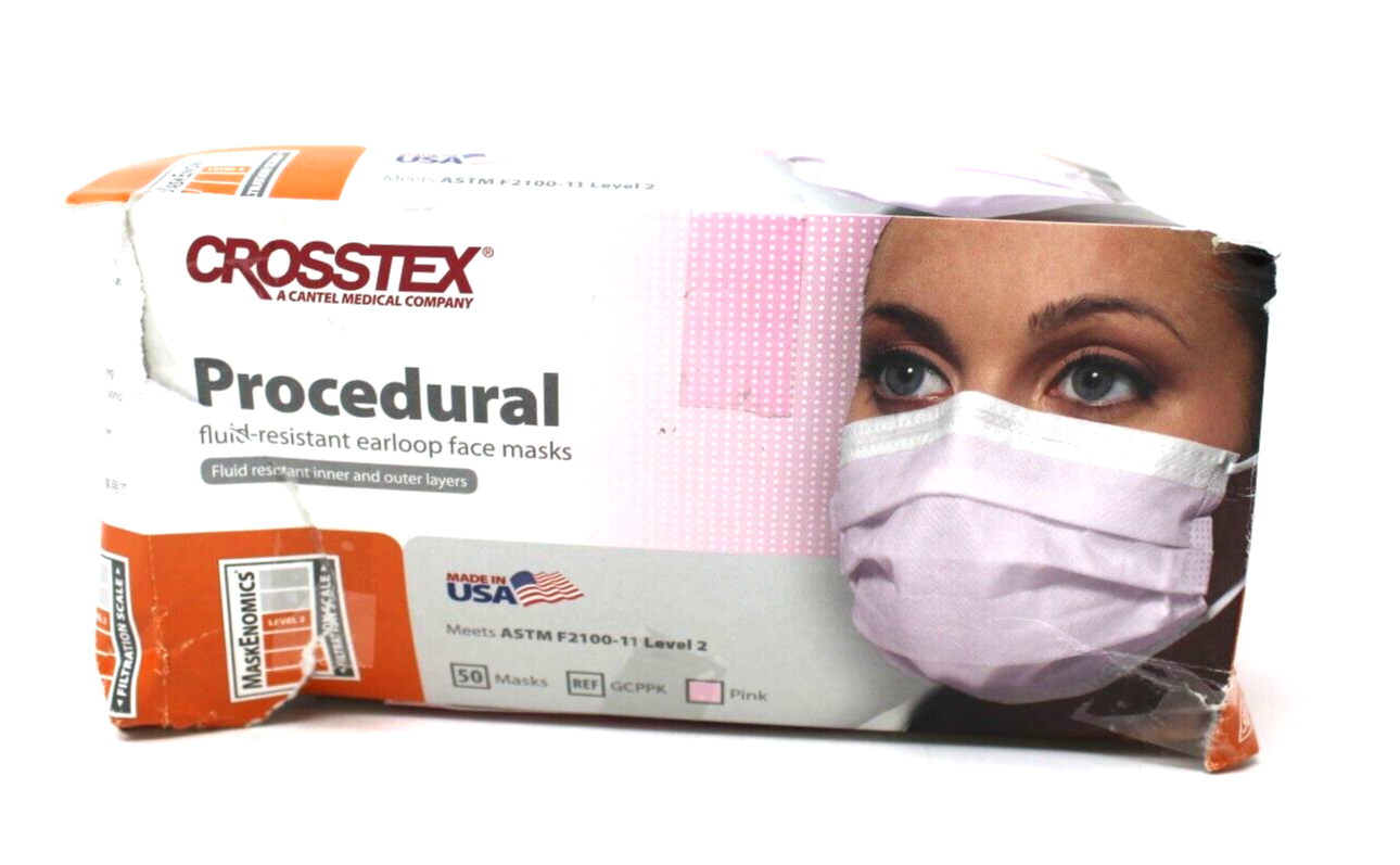 CROSSTEX PROCEDURAL EARLOOP MASK Mask, Latex Free, Pink, 50/bx, 10 bx ...