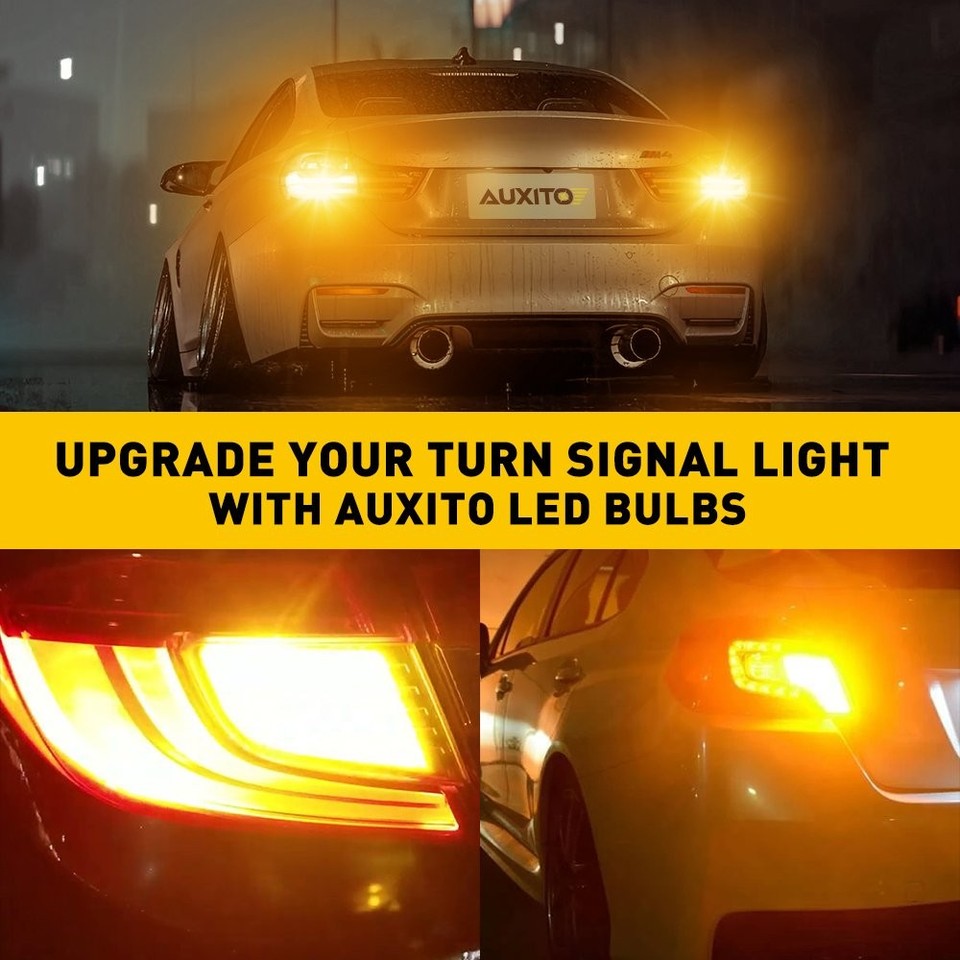 LED Brake Tail Reverse Turn Signal Light Amber 1157 2357 2800LM PLUG ...