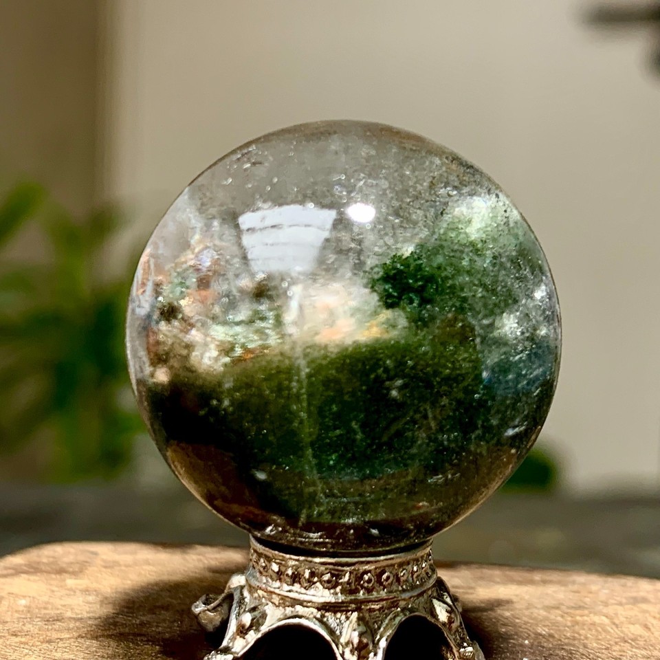 23G Natural Green Ghost Crystal Quartz Ball Crystal Sphere Mineral ...