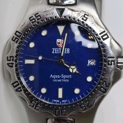 Zeitner Aquasport Quartz Watch Blue Dial 39mm | eBay