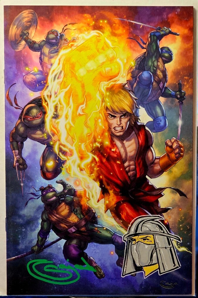 TMNT vs Street Fighter #1 Virgin Sajad Shah signed + Shredder Remark W ...