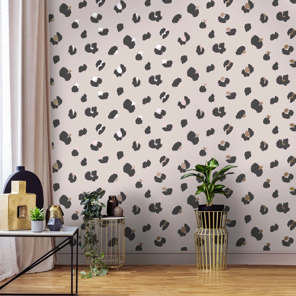 Pink White Leopard Print Wallpaper