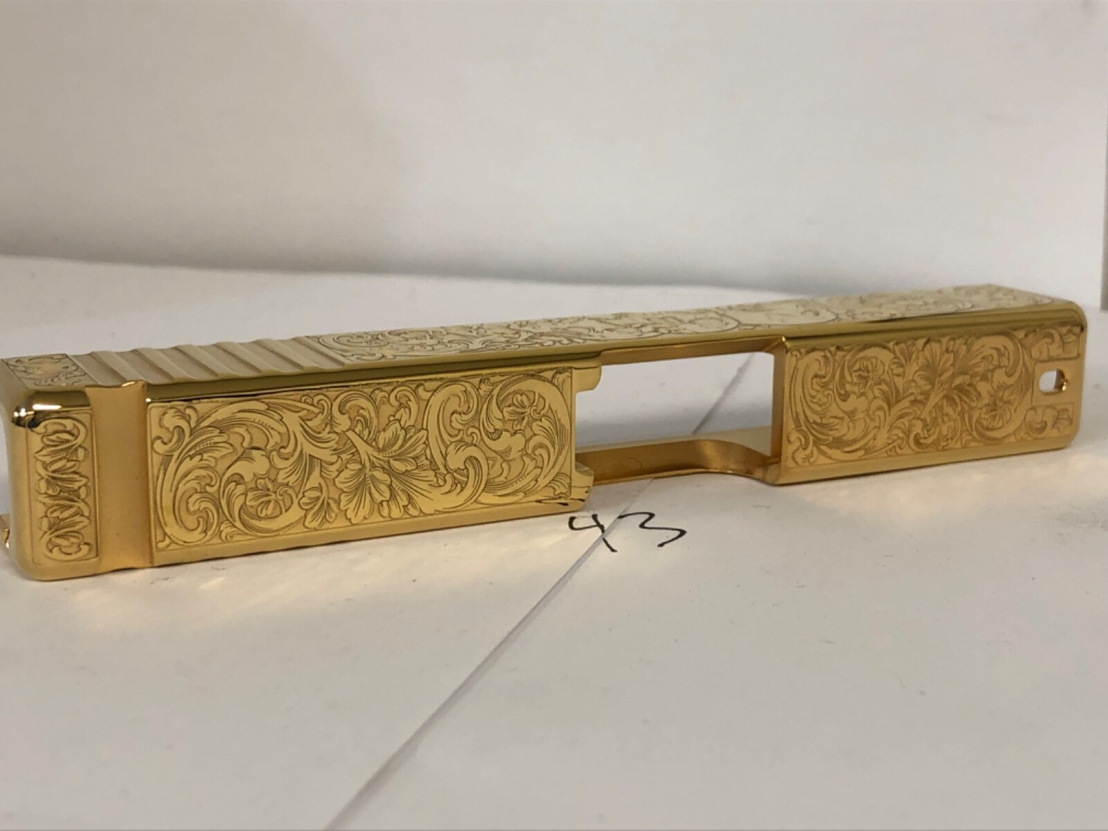 DEEP Laser engraved 24k gold plated glock 43 Slide gen 3 skulls n ...