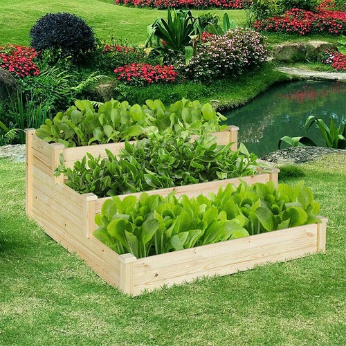 Trapezoid/Rectangle Garden Vegs Flower Trough Wooden Planter Elevated ...