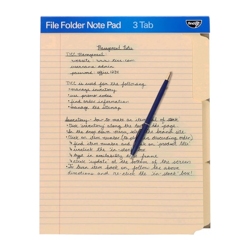 Find-It Combination File Folder Note Pad, 9-1/2 x 12-1/2 Inches, Manila ...