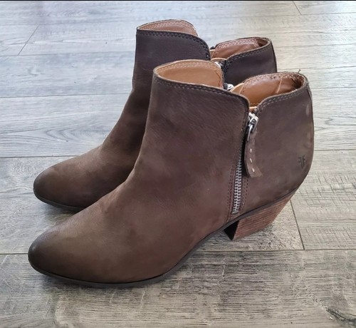 Frye Judith Double Zip Ankle Boots Suede Brown Leather Women Size 9M ...