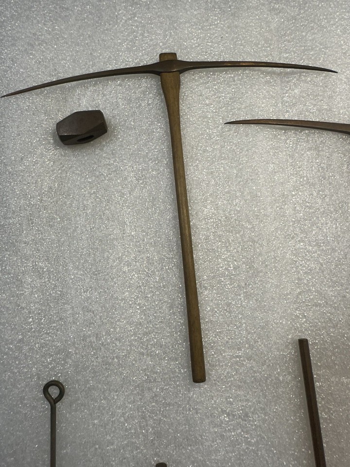 Vintage Salesman Sample Miners Tools Brass Picks Scoop Drill Original ...