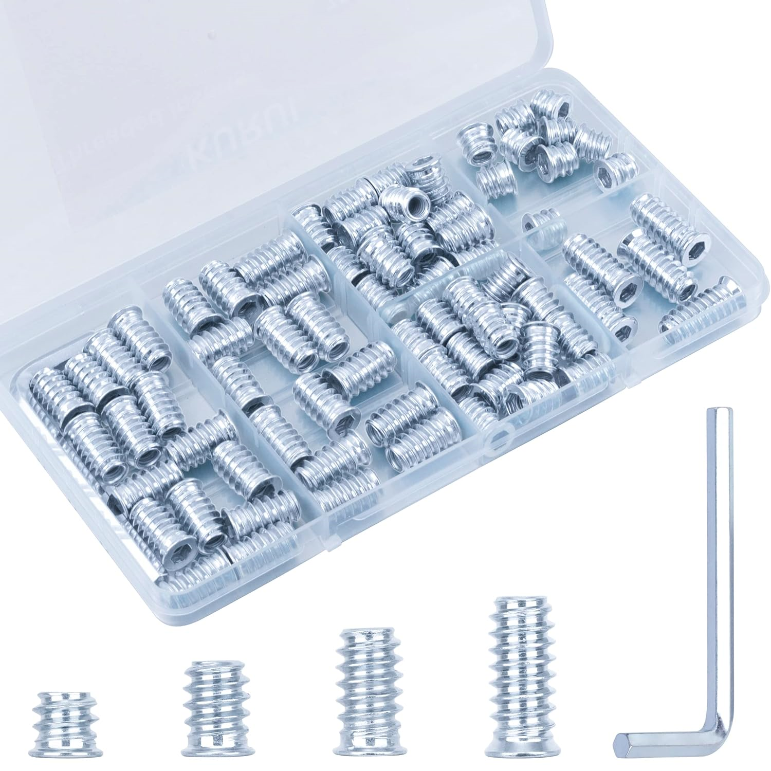 KURUI 1/4-20 Threaded Inserts for Wood, 75Pcs Hex Drive Threaded Wood ...