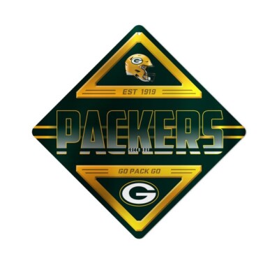 Green Bay Packers 16.5"x16.5" Diamond Shape NFL Metal Team Sign New | eBay