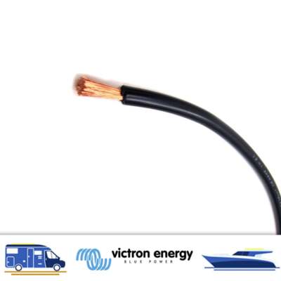 BLACK 6mm2 Cable per meter 50amp DC For Victron Solar Chargers MPPT and ...