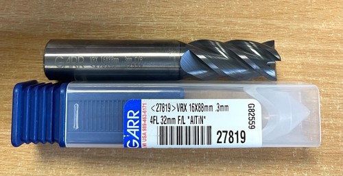 GARR Grain Carbide End Mill 16X88mm .3mm 4FL 32mm F/L *AlTiN* VRX ...