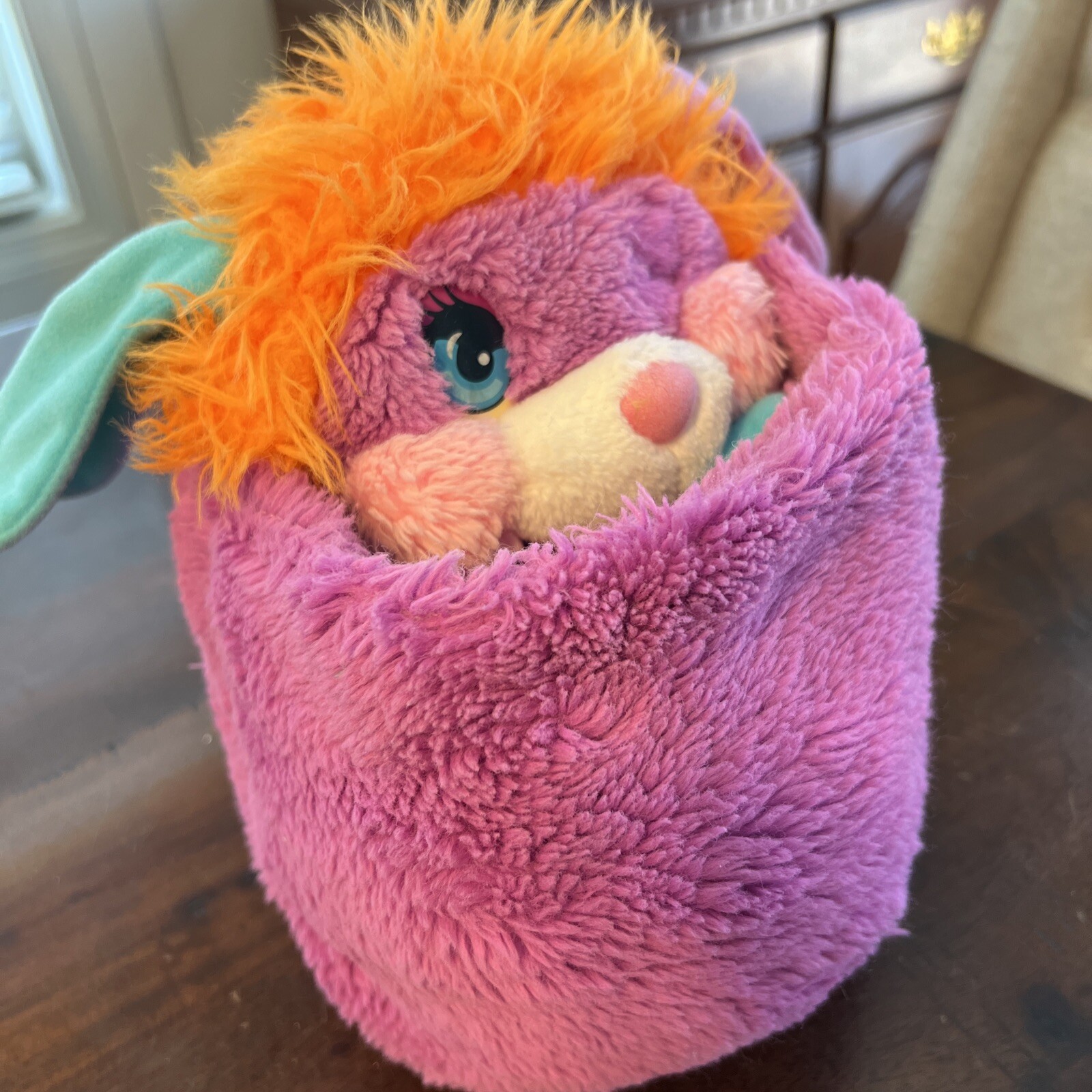 PANCAKE RARE 1985 VINTAGE POPPLES Pancake PURPLE 13" POPPLE PLUSH Read ...
