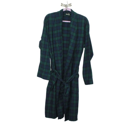 LL Bean Men's Scotch Plaid Flannel Robe Black Watch Tartan | eBay