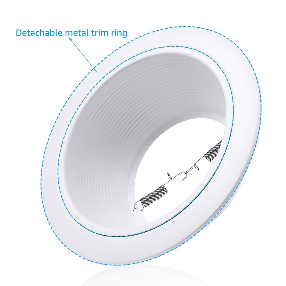18-Pack 6 Inch Recessed Can Light Trim, White Metal Step Baffle ...