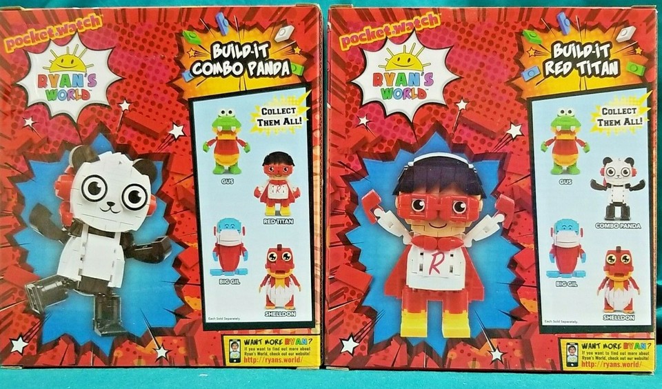 Ryan's World Pocket Watch Build It Red Titan & Combo Panda Legos Bricks ...