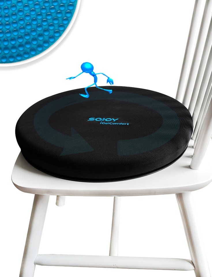 Sojoy Swivel Gel Seat Cushion for Car or Chair 360 Degree Pivot Disc ...