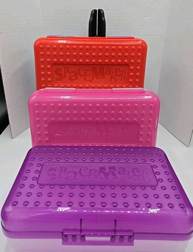 90's LOT of 4 Vintage SPACEMAKER School Pencil Box Red&Blue, Pink,Blue ...