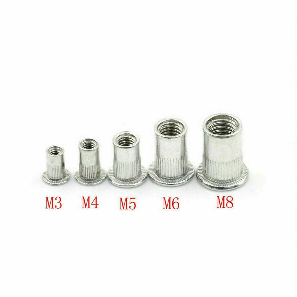 50x M6-M10 Thread Stainless Steel Flat Head Rivet Nut Insert Nutsert ...