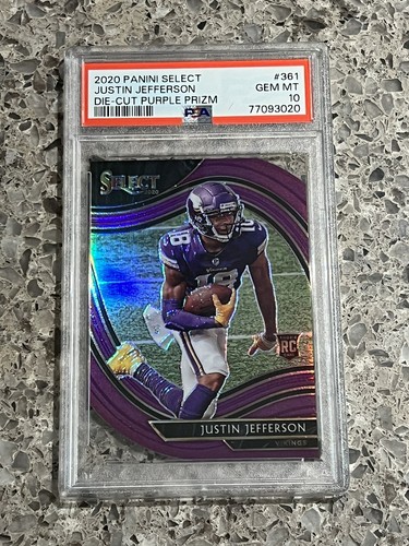 Justin Jefferson 2020 Select Die-Cut Purple Prizm Field Level PSA 10 ...