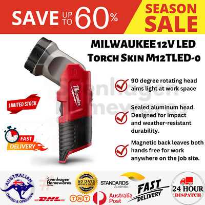 Milwaukee 12V Cordless 12 Volt LED Torch M12LED-0 Work Light Bare Tool ...