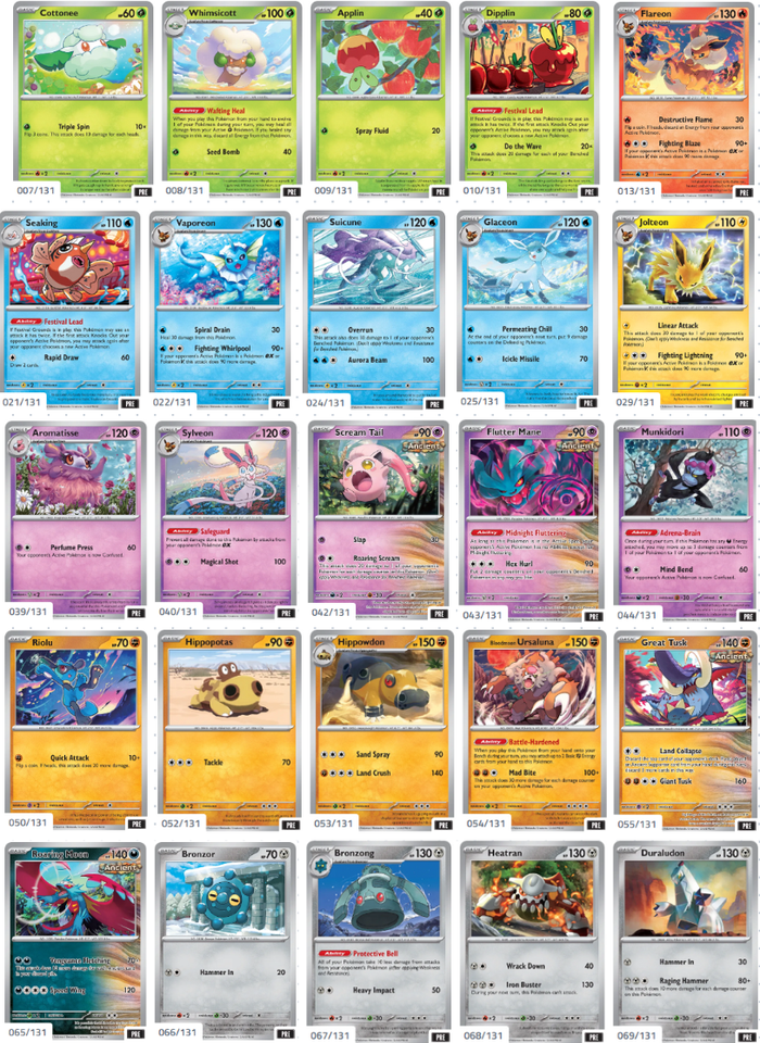 Pokémon TCG Prismatic Evolutions - Complete Base Set C/UC/Rare Holo ...