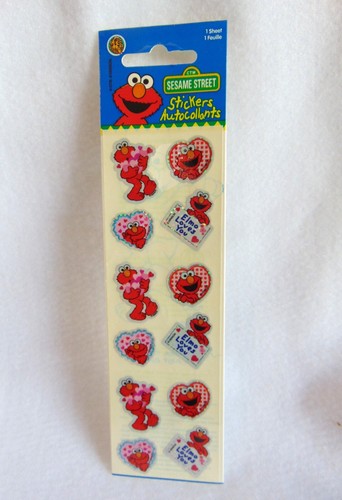 Vintage Sesame Street Glitter Hearts Elmo Stickers 1 Sheet 12 Stickers ...