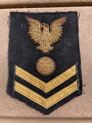 WW2 USN US Navy PO2 Electricians Mate Rate Bullion Petty Officer 2nd ...