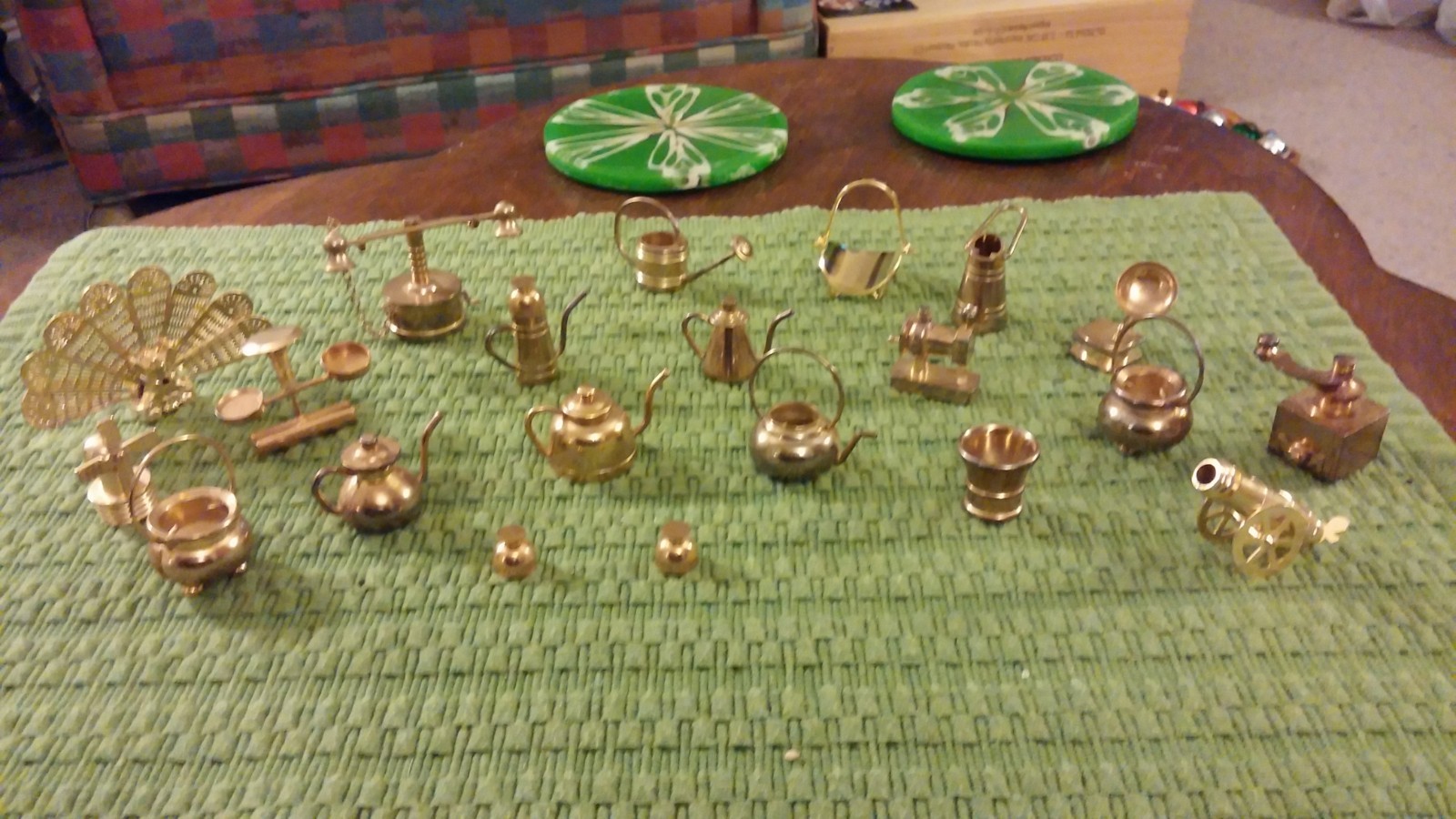 Vintage Brass Miniature Figurine Collection with Cannon, Peacock ...