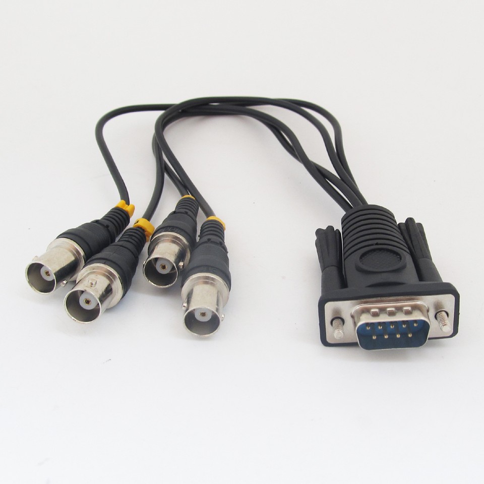 1set D-Sub 9pin 2 Row Male DE9 RS-232 to 4 BNC Female Video Adapter ...