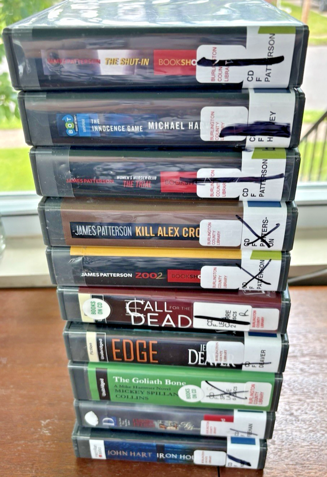 Lot Of 10 Audio Books CDs Thriller Mystery Fiction Novels Ex Library ...