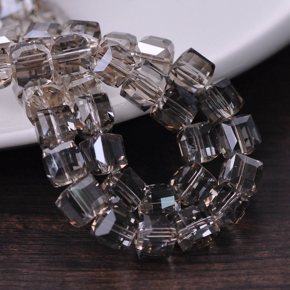 10pcs 10mm Cube Square Faceted Crystal Glass Charms Loose Spacer Beads ...