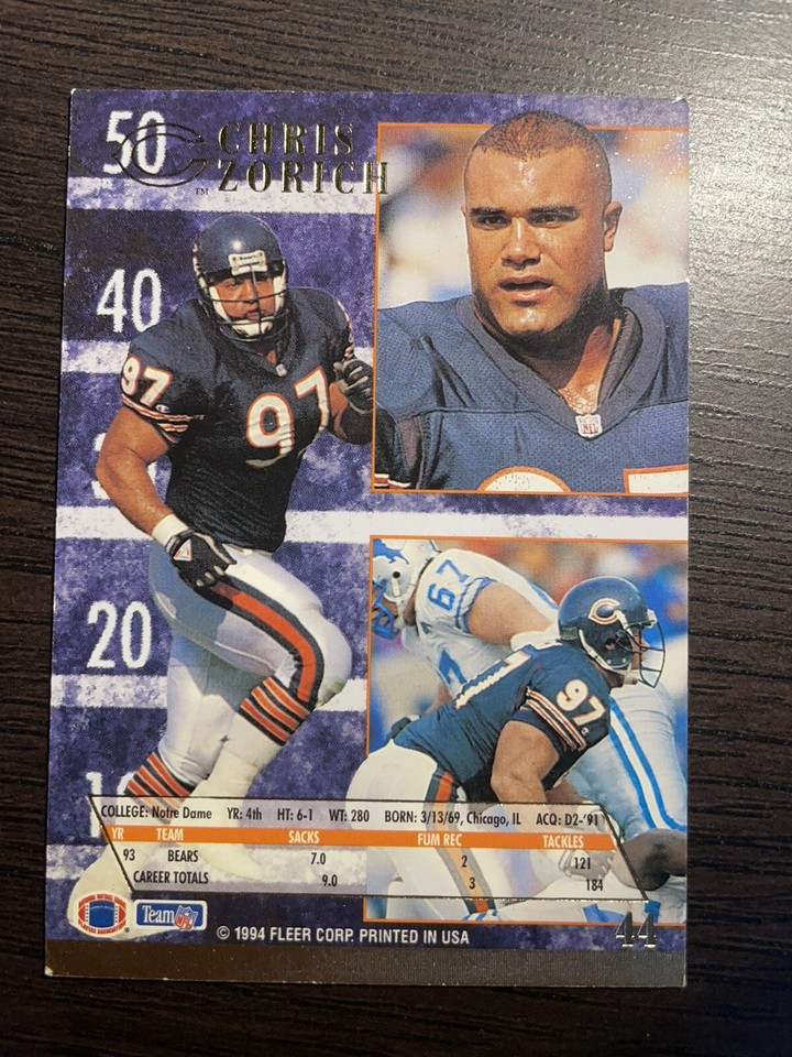 Chris Zorich 1994 Fleer Ultra #44 NFL | eBay